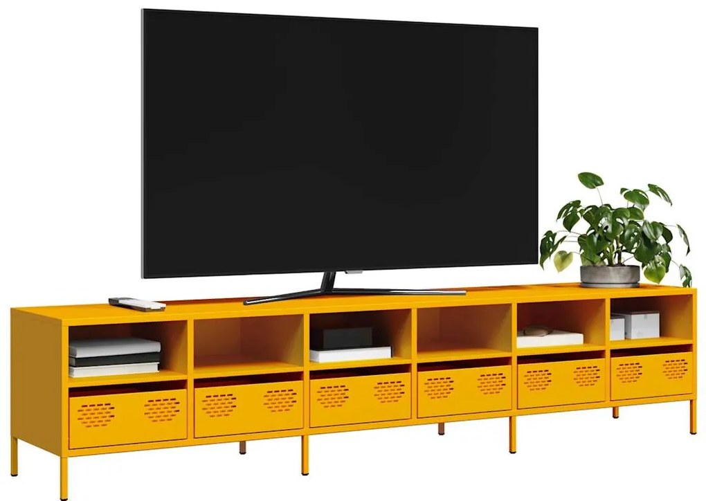 TV skříňka žlutá 202 x 39 x 43,5 cm ocel válcovaná za studena 3307158