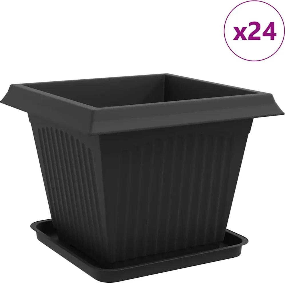 Květináče 24 ks Černá Plast 3403317