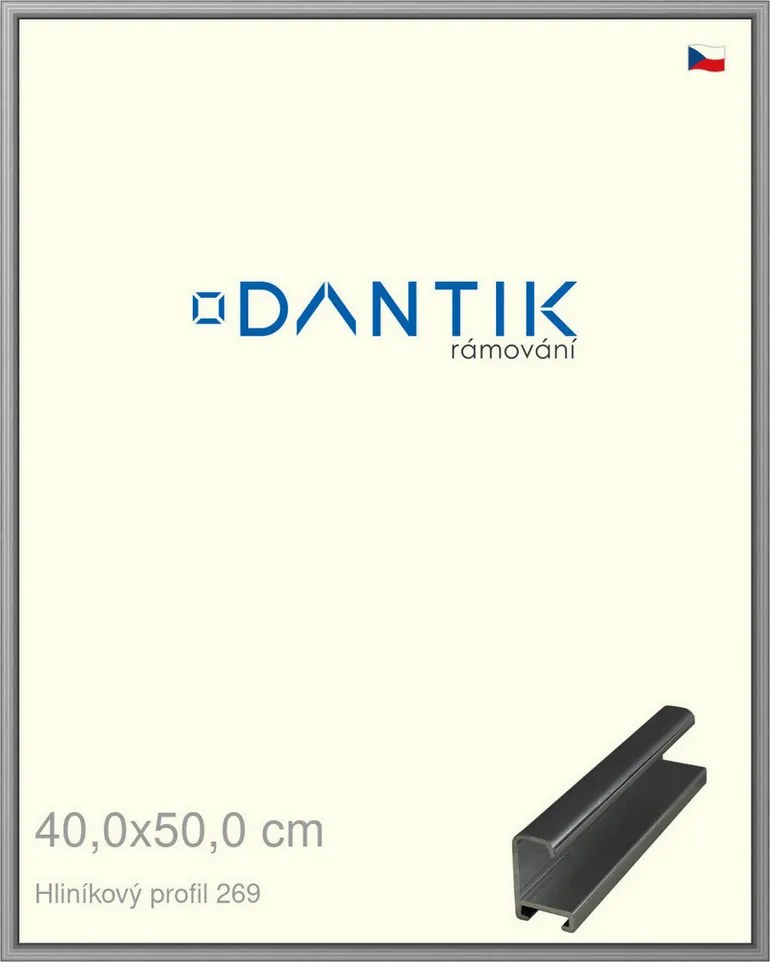 DANTIK rámeček 40x50 | ALU profil 7269 Šedá leská (Plexi Čiré)