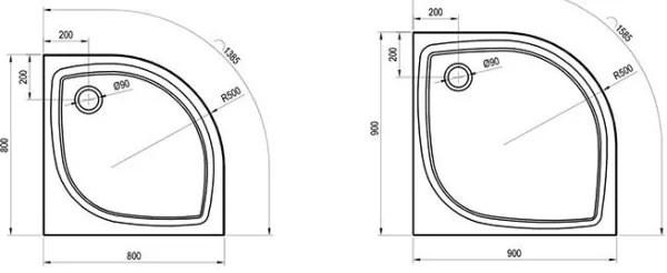 Ravak XA237711010 - Sprchová vanička čtvrtkruhová ELIPSO 90x90 cm bílá