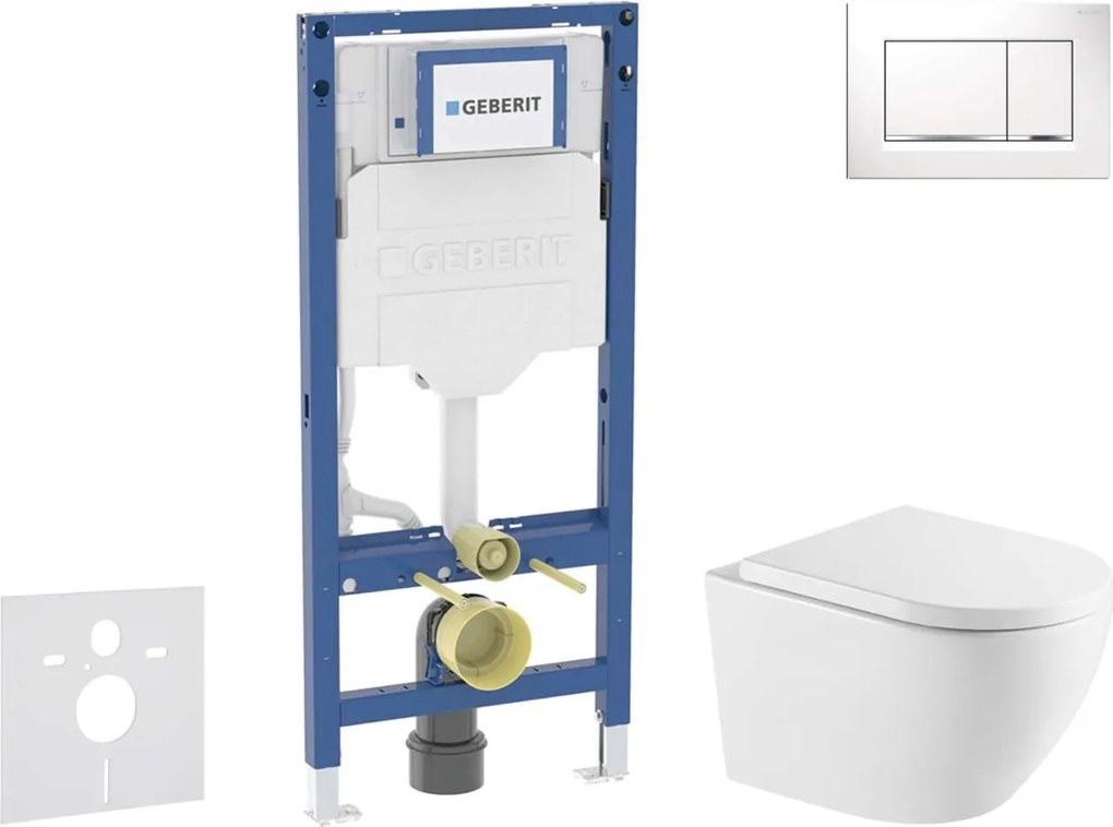 Geberit Duofix - Set předstěnové instalace, klozetu Oudee a sedátka softclose, tlačítko Sigma20, bílá/chrom SANI11CA31130