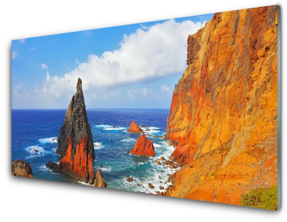 Obraz na skle Útes Pobřeží Moře 125x50 cm