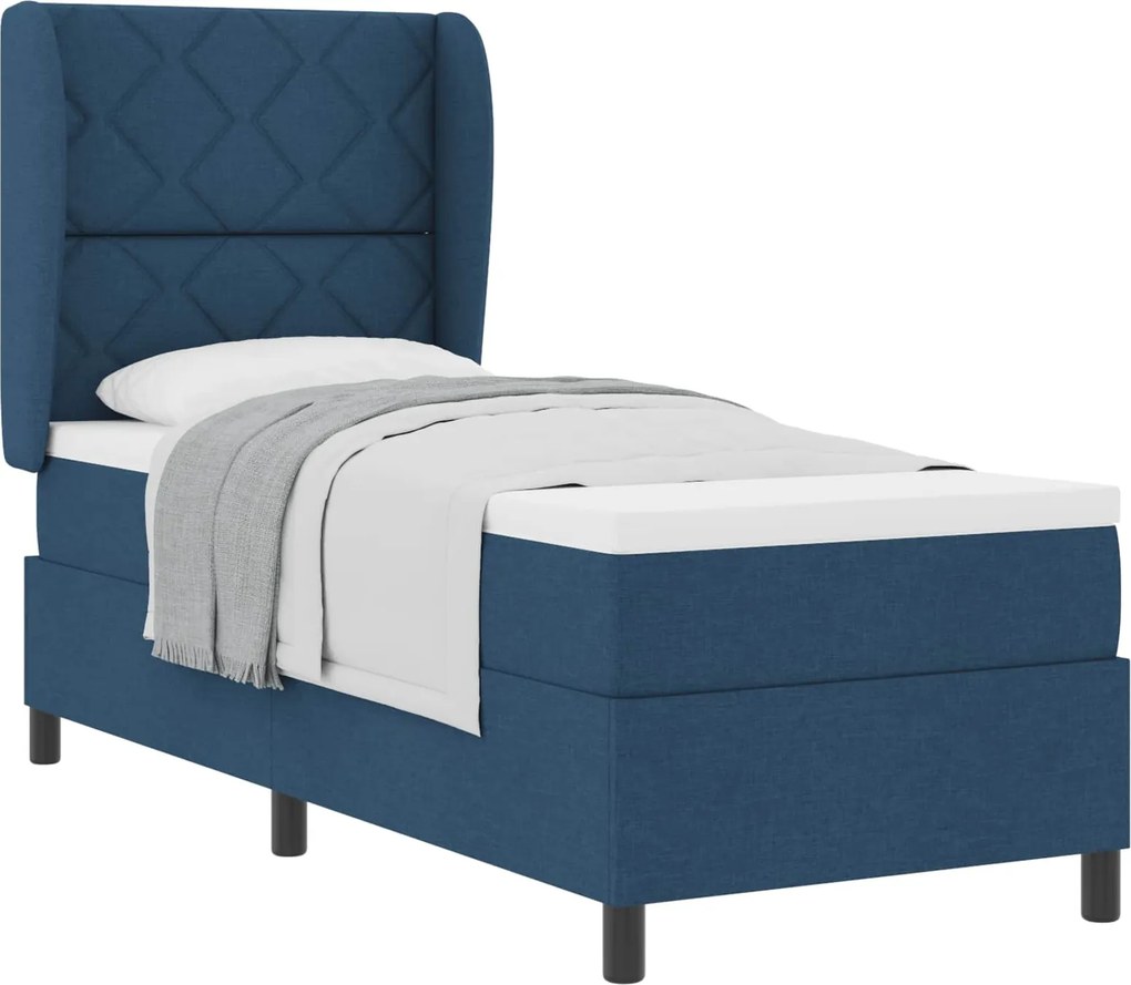 Postel s boxspringem s čelo Modrá 80 x 200 cm textil 3340598