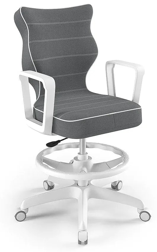 NORM Dětská otočná židle s područkami a podnožkami pro děti o výšce 146-176 cm, tmavě šedá | Entelo