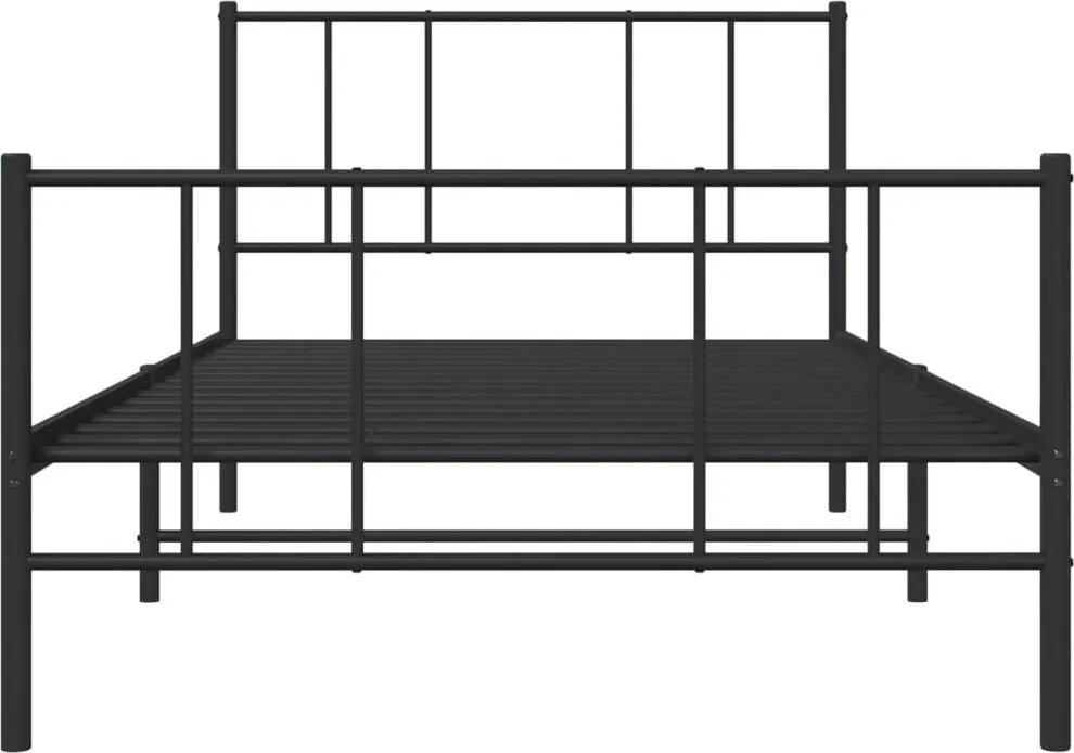 vidaXL Kovový rám postele s hlavovým a nožním čelem 90 x 200 cm [352491] Barva: Černá