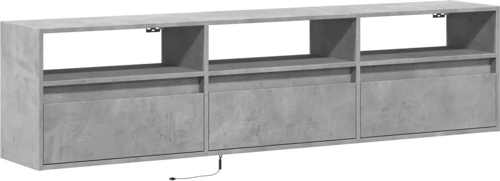Nástěnná TV skříňka s LED betonově šedá 180 x 31 x 45 cm 3307943