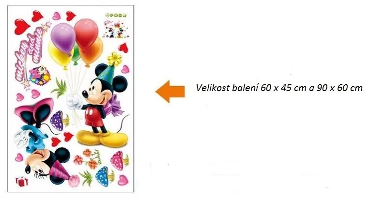 Živá Zeď Samolepka na zeď Mickey Mouse a Minnie Velikost: 75 x 120 cm