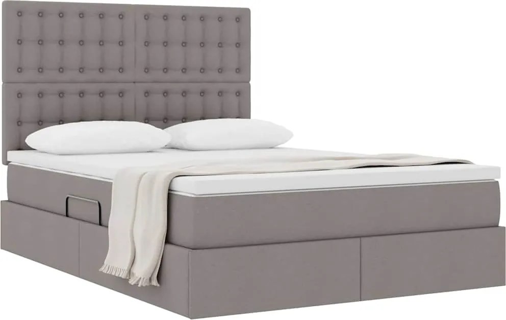 Postel s úložným prostorem a matrací Taupe 140 x 200 cm textil 3371913