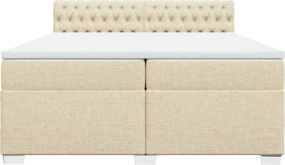 Box spring postel s matrací krémová 200x200 cm textil 3286007