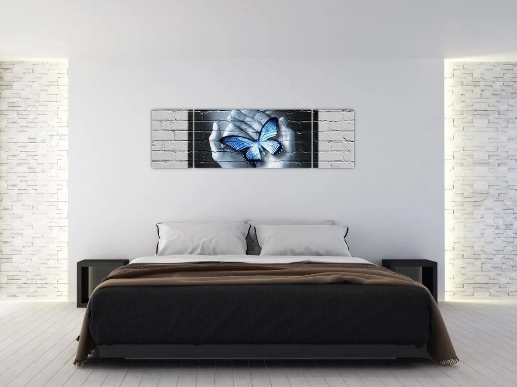 Obraz - Motýl na zdi (170x50 cm)