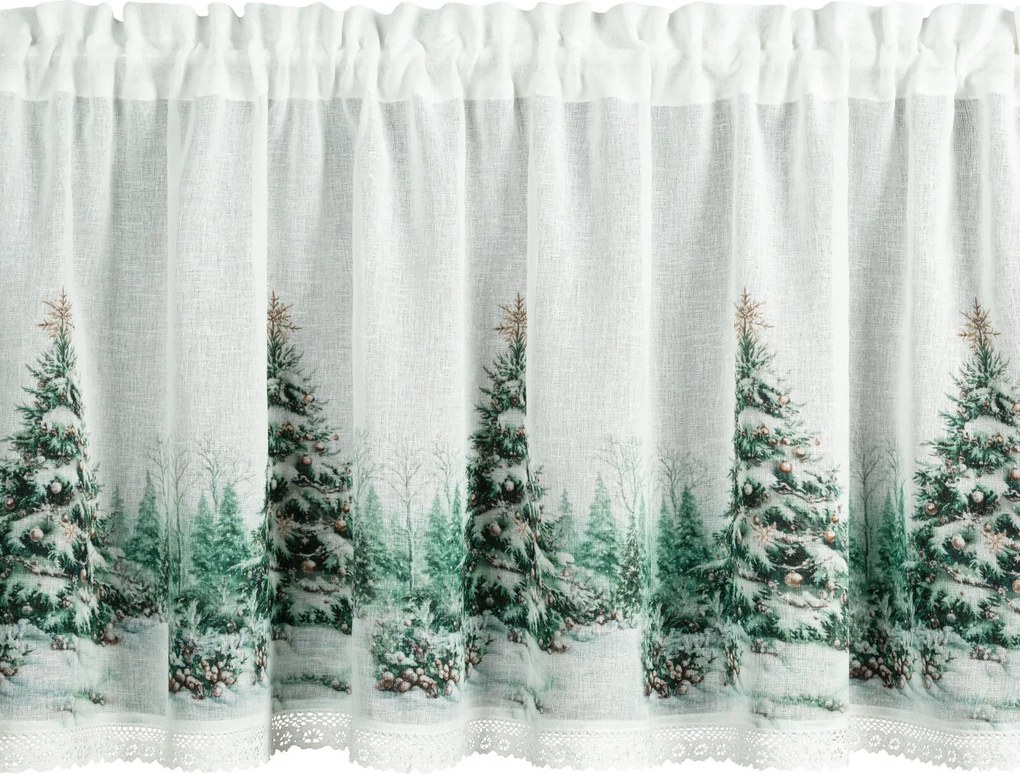 KRÁTKÁ VÁNOČNÍ ZÁCLONA NA PÁSCE XMAS9 150X60 CM VZOROVANÁ