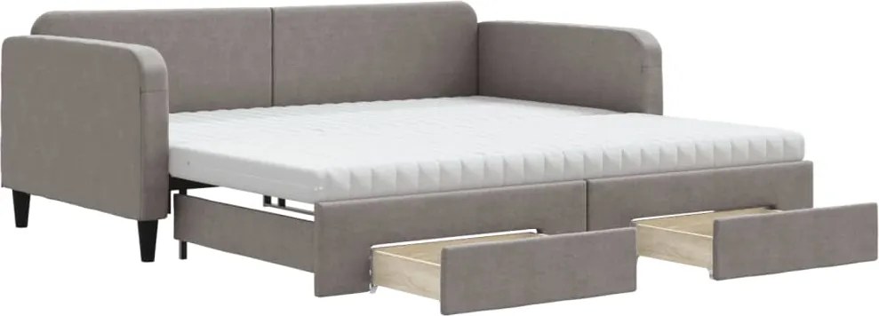 Válenda s přistýlkou a zásuvkami taupe 100 x 200 cm textil 3196878