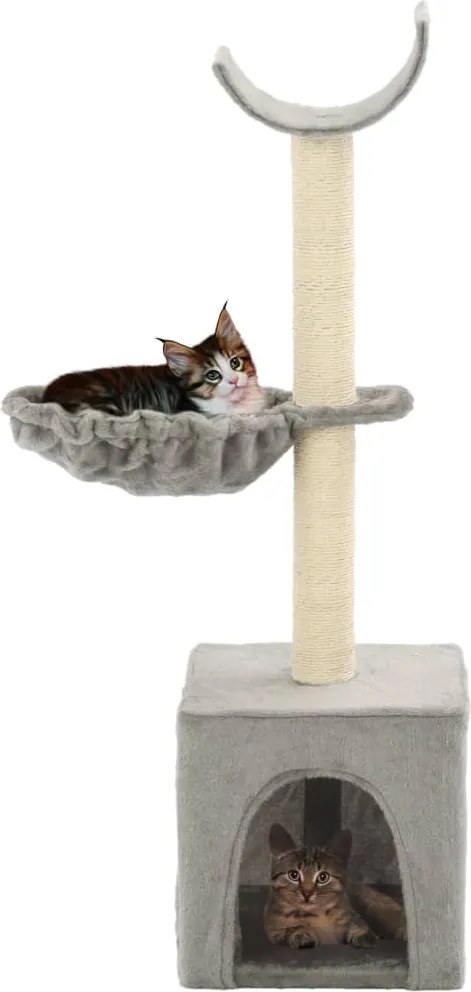 Škrabadlo pro kočky se sisalovými sloupky 105 cm šedé 170623