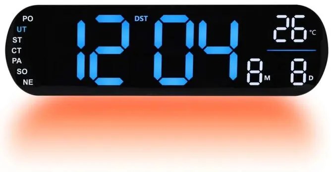 JVD Digitální černé nástěnné hodiny s LED modrými číslicemi JVD DH5502.2