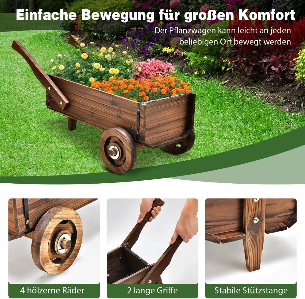 Costway Plant Cart Dekorativní květinový vozík s kolečky – 81 × 40 × 38,5 cm