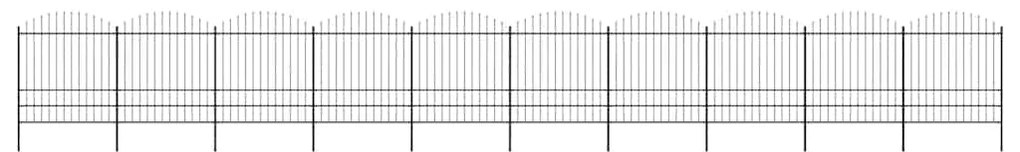 Zahradní plot s kopím nahoře ocelový 1673 x 200 cm černý 277757
