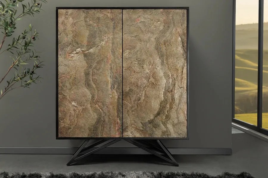 Designová vysoká komoda Quillon III 120 cm přírodní kámen