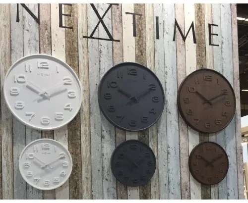 Designové nástěnné hodiny 3096wi Nextime Wood Wood Medium 35cm