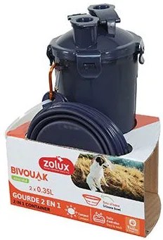 Zolux S.A.S. Lahev 2v1+ 2 misky BIVOUAK 2x350ml modrá Zolux