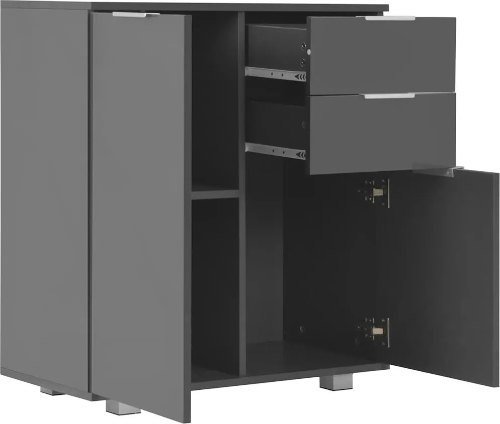 Příborník šedý s vysokým leskem 71x35x80 cm kompozitní dřevo 283717