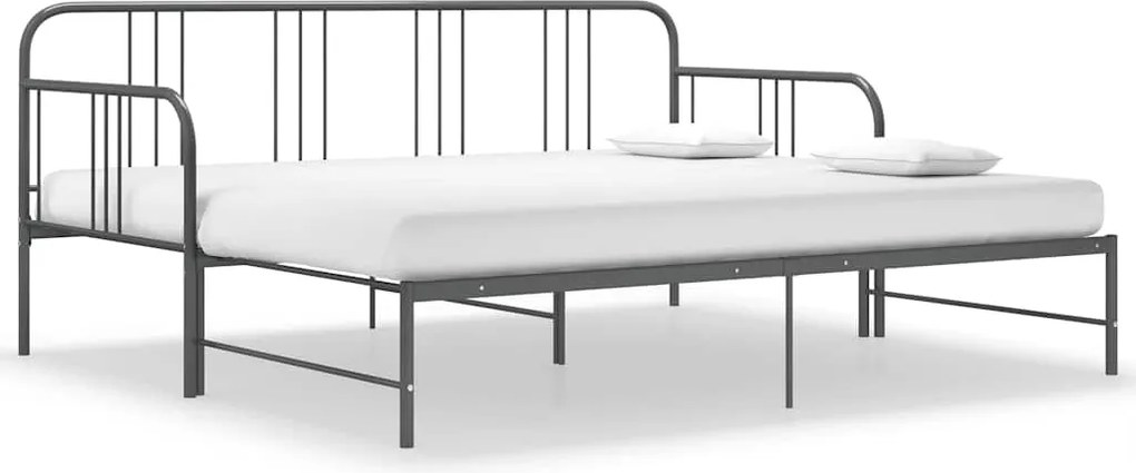 Rám vysouvací postele/pohovky šedý kovový 90 x 200 cm 324754
