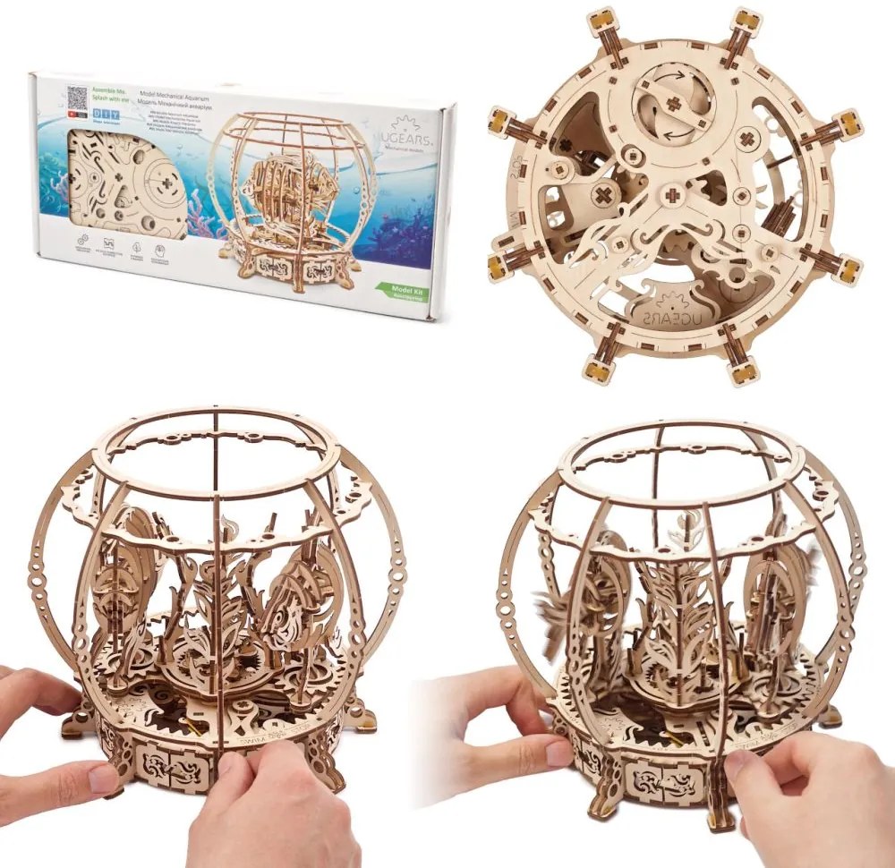 Ugears 3D dřevěné mechanické puzzle Mechanické akvárium