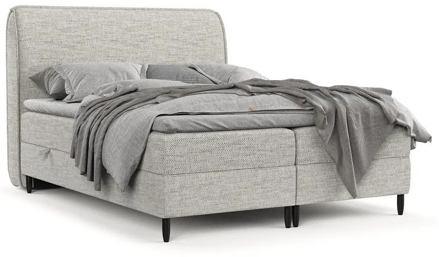 Světle šedá boxspring postel s úložným prostorem 160x200 cm Melba – Maison de Rêve