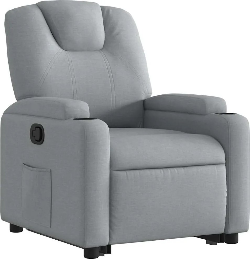 Zvedací polohovací křeslo světle šedé textil 3204368