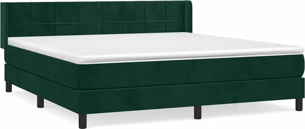 Box spring postel s matrací tmavě zelená 180x200 cm samet 3130976