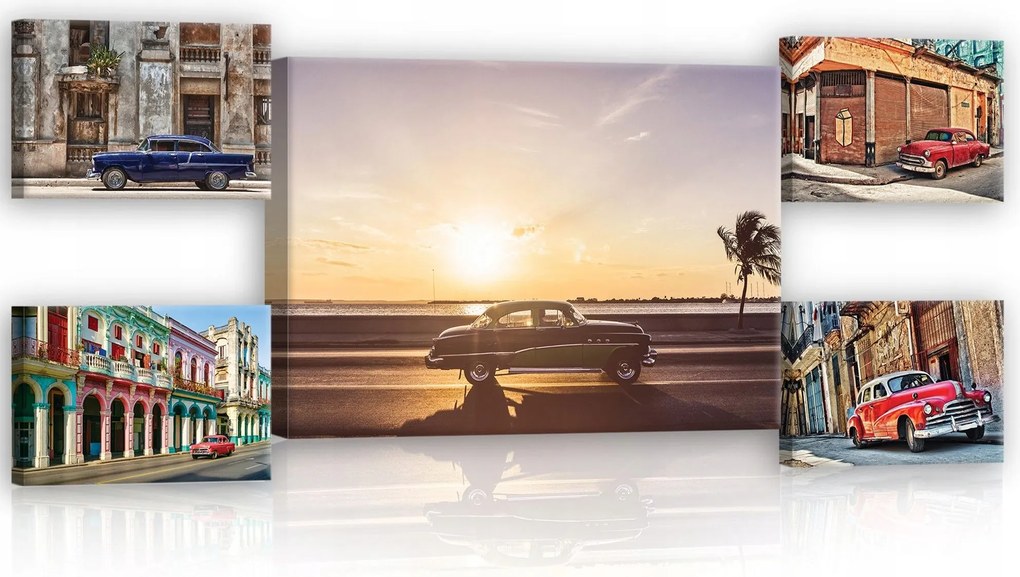 Obraz 135x50 Havana Kuba auta retro architektura moře palmy cestování