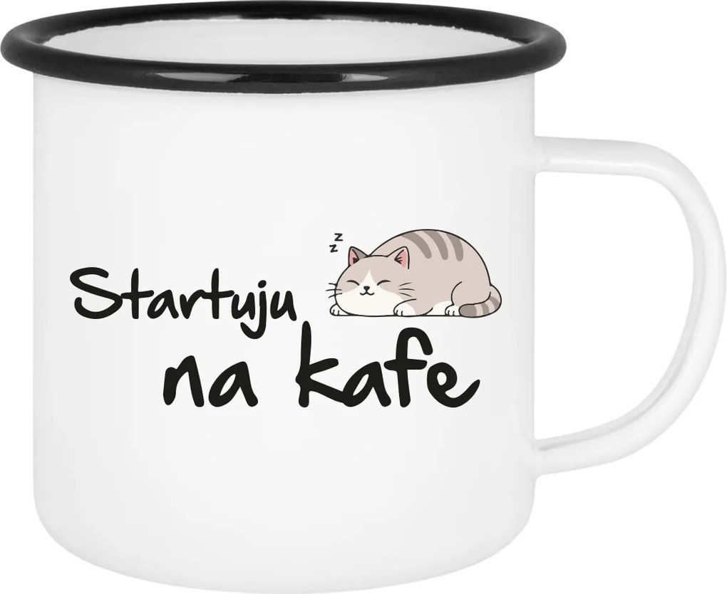 STARTUJU NA KAFE - bílý plecháček 350 ml