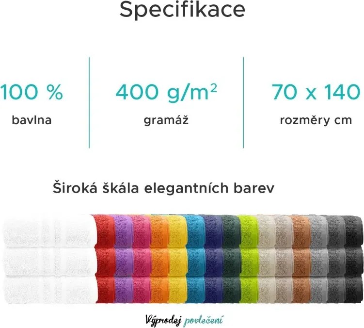 Osuška CLASSIC COLOR 70 x 140 cm levandulová, 100% bavlna