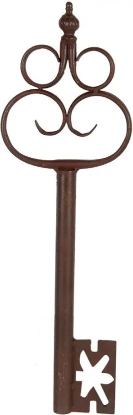 Hnědá kovová dekorace ve tvaru starého klíče Key - 17*3*54 cm