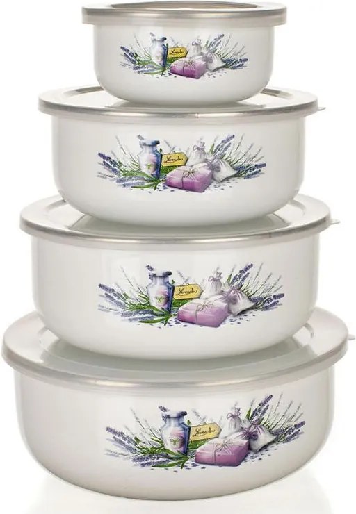 Smaltované misky s víčky Lavender, BANQUET