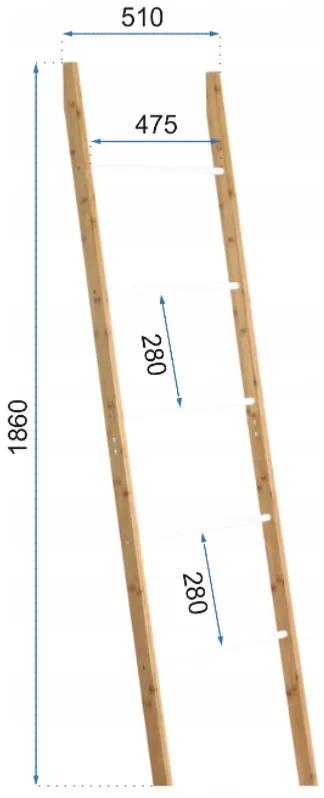 Tutumi Bambusový žebřík 51x177x40cm, bílá