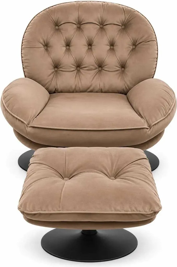 LuxuryForm DESIGN Otočné křeslo LUNA s podnožkou - latte