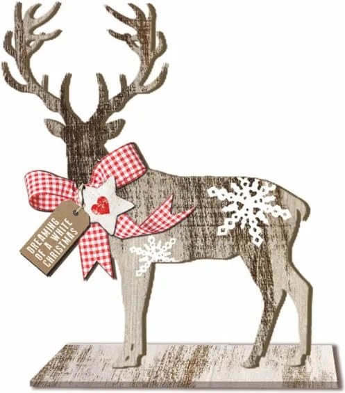 Dřevěná vánoční dekorace PPD Deer Small Country Xmas, výška 20 cm