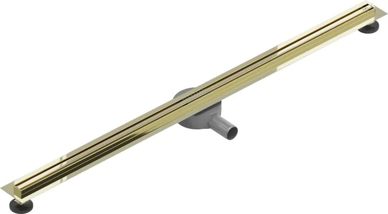 MEXEN Flat nerezový sprchový žlab s rotačním 360° sifonem 140 cm, vzor SLIM, zlatá, 1541140