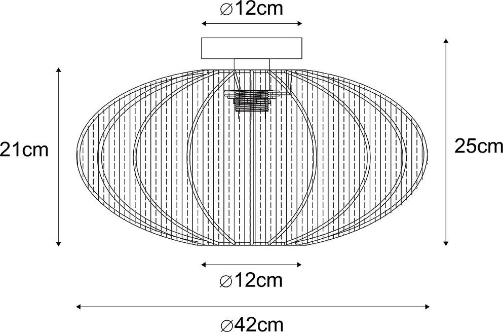 Stropní svítidlo Japandi hnědé s textilním stínítkem - Bida