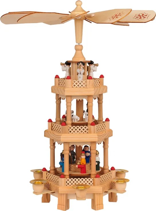 Vánoční pyramida pravé dřevo 35x20x20cm