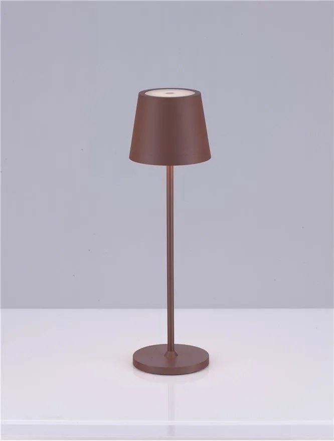 NV 9223403 Venkovní stolní lampa SEINA hnědý hliník a akryl LED 2W 2700K 5V DC IP54 vypínač na těle nabíjecí s PG základnou nebo USB C kabelem - NOVA LUCE