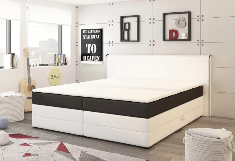 Čalouněná postel boxspring Detroit s úložným prostorem 160x200 taštičkové matrace