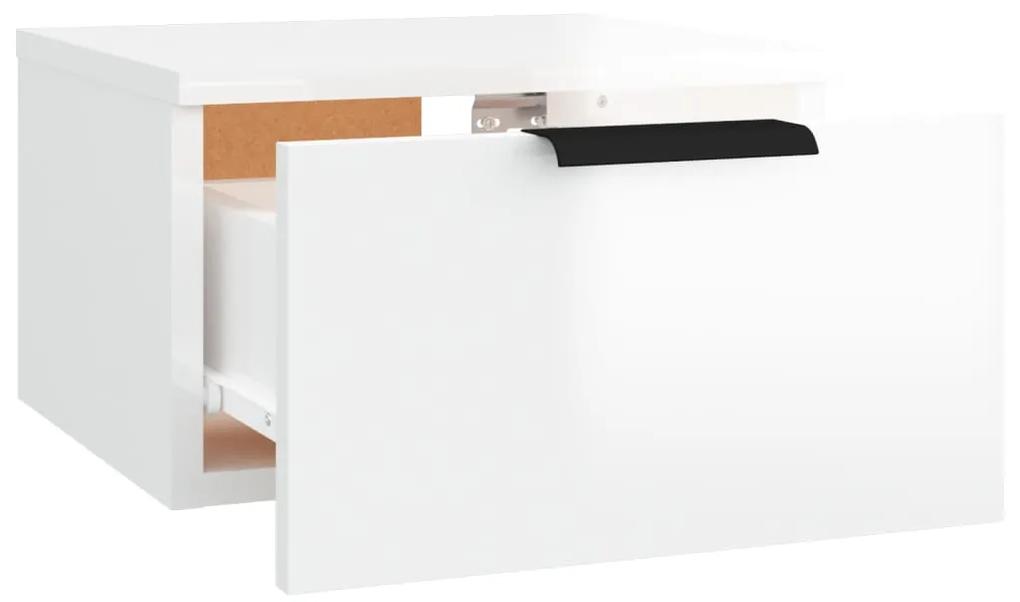 Nástěnné noční stolky 2 ks bílé s vysokým leskem 34x30x20 cm - Default Title