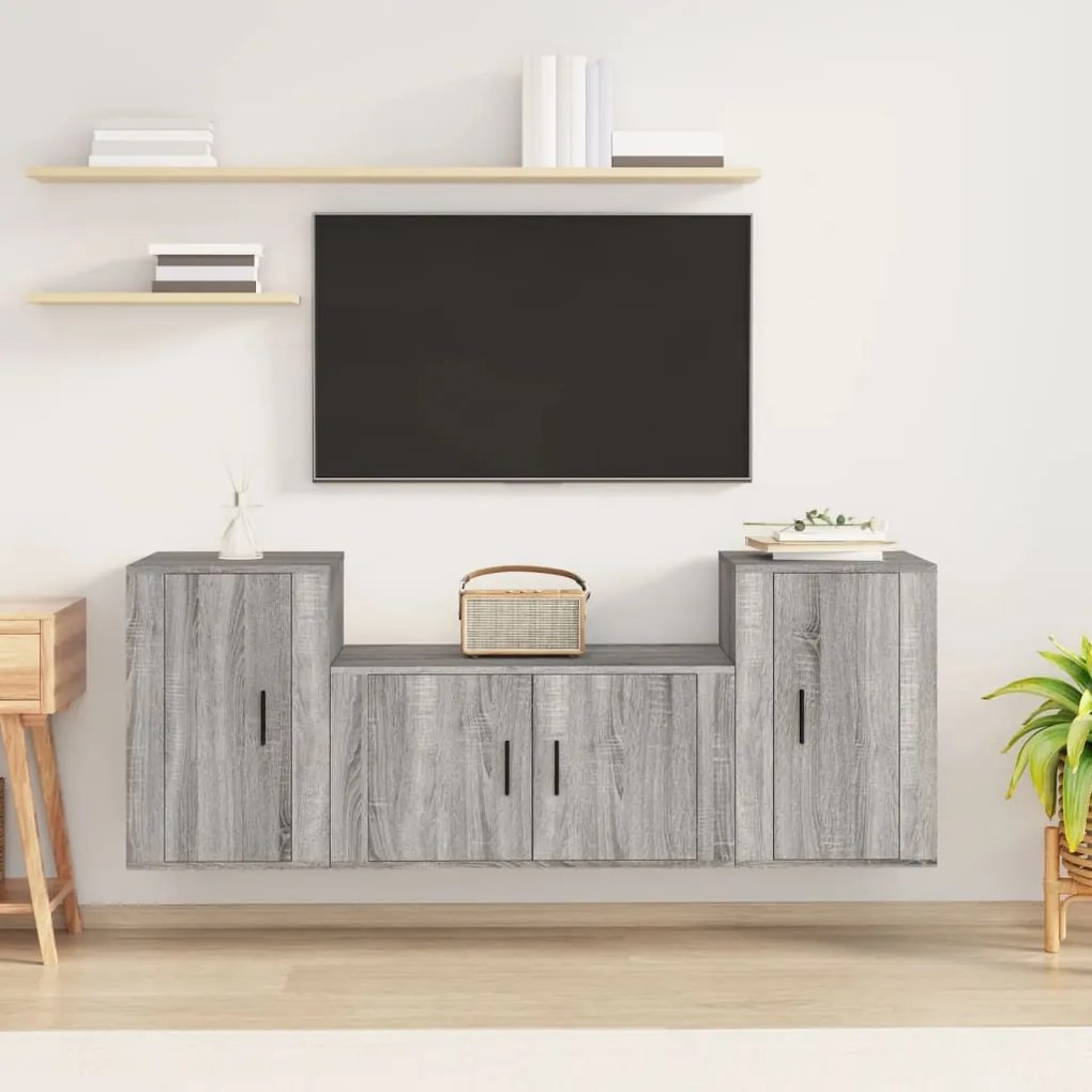 3dílný set TV skříněk šedý sonoma kompozitní dřevo 3188508