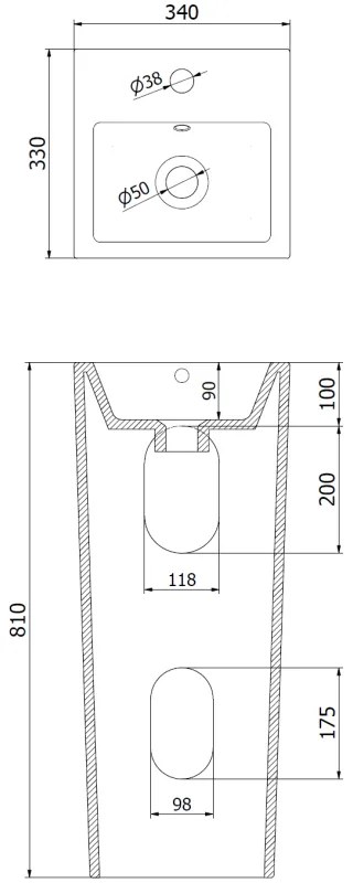 Mexen Sira, volně stojící umyvadlo 33x32x83 cm, černá matná, 26023370