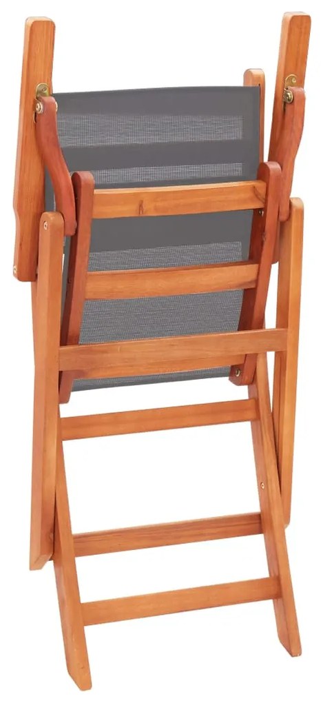 Skládací zahradní židle 2 ks šedé masivní eukalyptus a textilen - Default Title