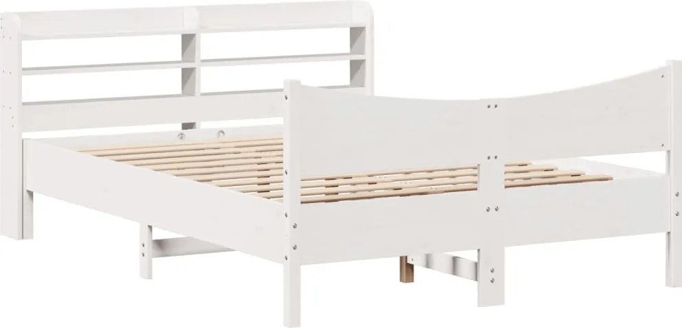 Rám postele s čelem bílý 135 x 190 cm masivní borovice 3307060