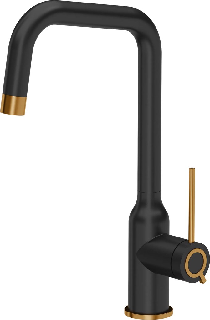 Černá matná/měděná kuchyňská dřezová baterie QUADRON NATALIE Q LINE