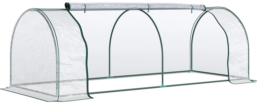 Outsunny Skleník s dveřmi, chladicí rám, pěstování rostlin, ocel PVC, 250x100x80cm