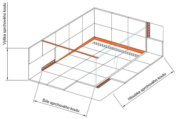 Profinox Sprchový kout rohový CLASSIC, pravý Síla obkladu [mm]: 10 mm, Síla dlažby [mm]: 10 mm, Hloubka sprchového koutu [cm]: 110 cm